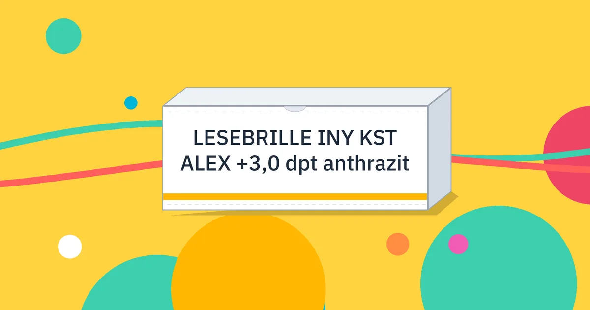 Symbolbild: Packung mit der Aufschrift LESEBRILLE INY KST ALEX +3,0 dpt anthrazit (PZN 19941751) – Verfügbarkeit und Bezug in Apotheken in Frankfurt am Main