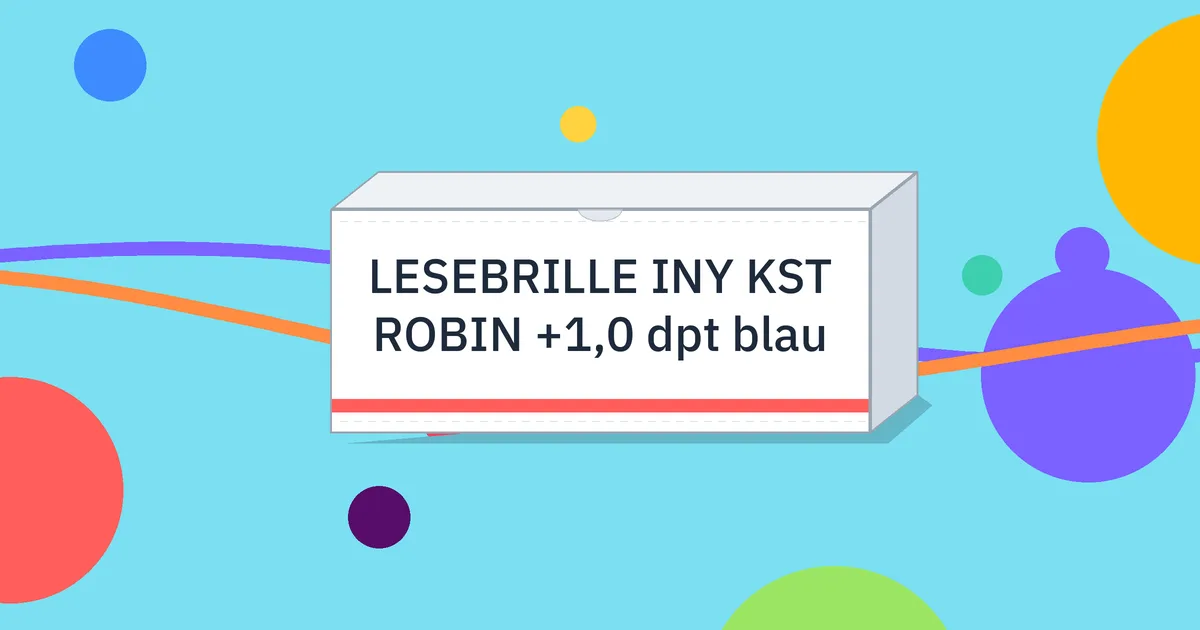 Symbolbild: Packung mit der Aufschrift LESEBRILLE INY KST ROBIN +1,0 dpt blau (PZN 19941076) – Verfügbarkeit und Bezug in Apotheken in Frankfurt am Main