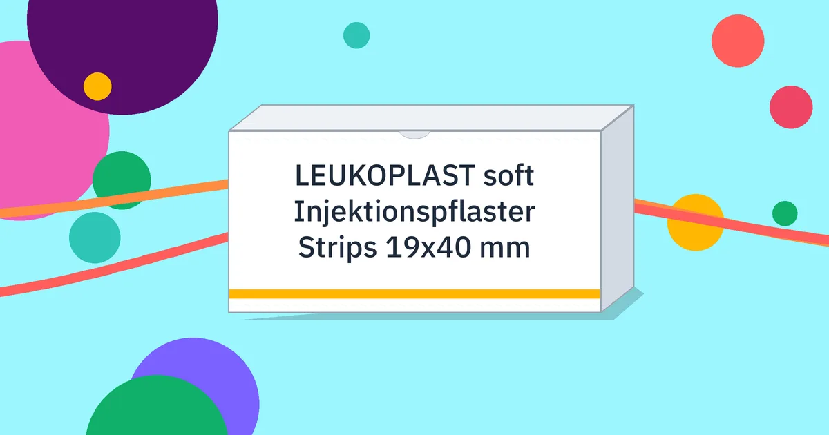 Symbolbild: Packung mit der Aufschrift LEUKOPLAST soft Injektionspflaster Strips 19x40 mm (PZN 13838443) – Verfügbarkeit und Bezug in Apotheken in Frankfurt am Main