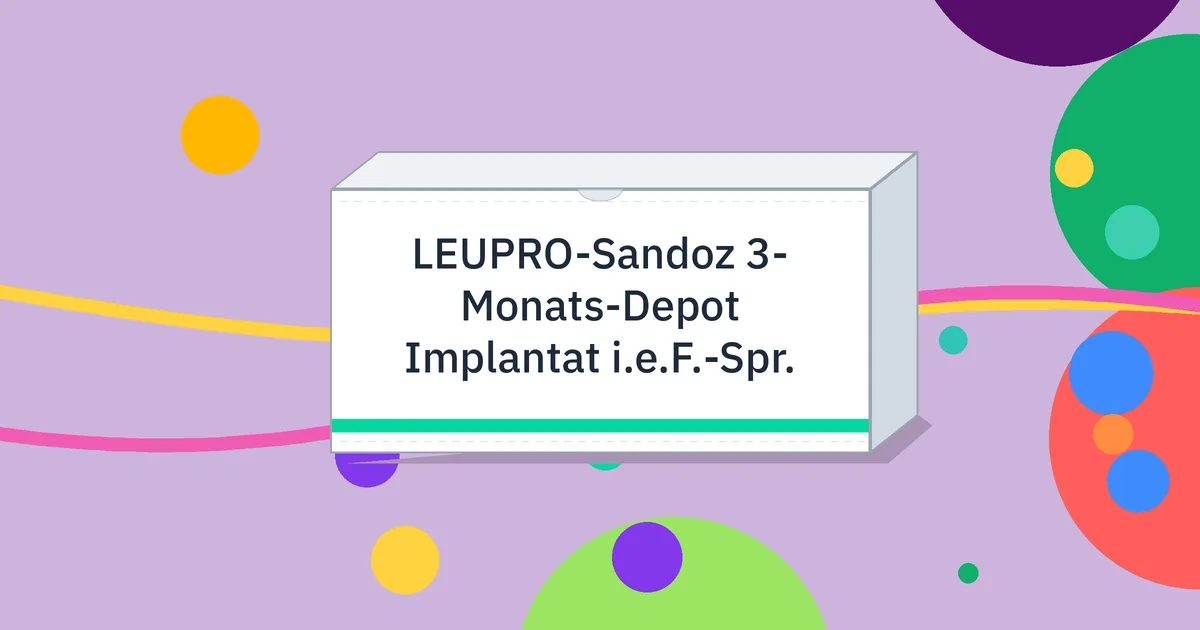 Symbolbild: Packung mit der Aufschrift LEUPRO-Sandoz 3-Monats-Depot Implantat i.e.F.-Spr. (PZN 19113669) – Verfügbarkeit und Bezug in Apotheken in Frankfurt am Main