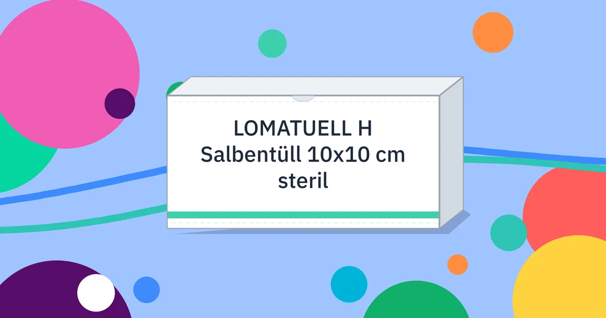 Symbolbild: Packung mit der Aufschrift LOMATUELL H Salbentüll 10x10 cm steril (PZN 15378589) – Verfügbarkeit und Bezug in Apotheken in Frankfurt am Main