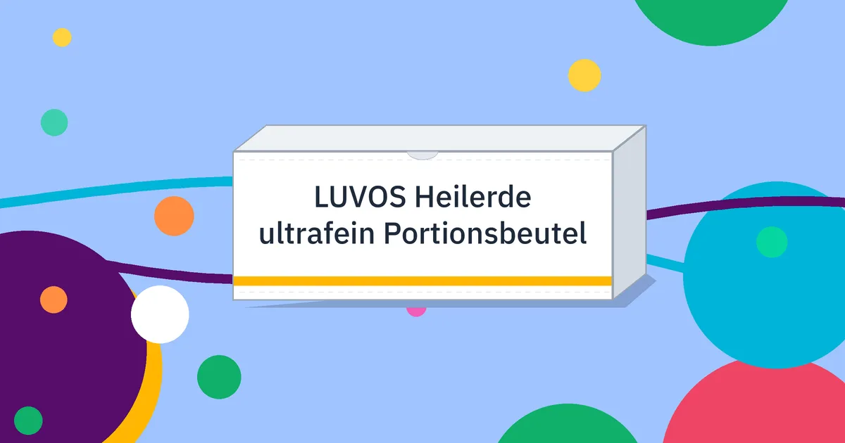 Symbolbild: Packung mit der Aufschrift LUVOS Heilerde ultrafein Portionsbeutel (PZN 05986862) – Verfügbarkeit und Bezug in Apotheken in Frankfurt am Main