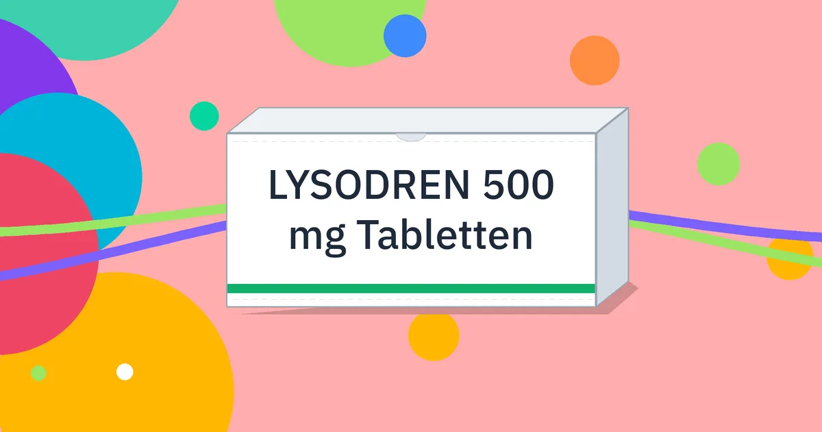 Symbolbild: Packung mit der Aufschrift LYSODREN 500 mg Tabletten (PZN 10312798) – Verfügbarkeit und Bezug in Apotheken in Frankfurt am Main