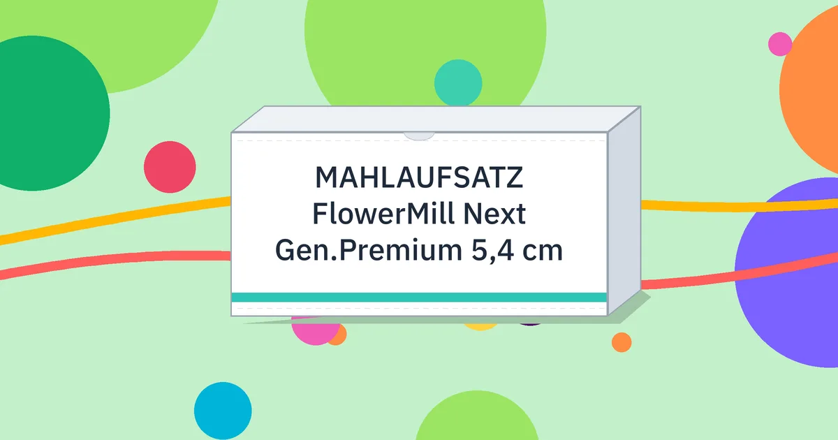 Symbolbild: Packung mit der Aufschrift MAHLAUFSATZ FlowerMill Next Gen.Premium 5,4 cm (PZN 19457908) – Verfügbarkeit und Bezug in Apotheken in Frankfurt am Main