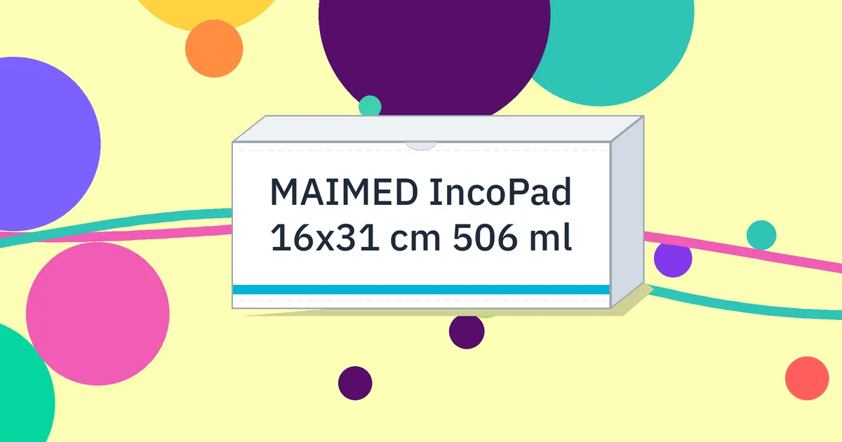 Symbolbild: Packung mit der Aufschrift MAIMED IncoPad 16x31 cm 506 ml (PZN 06416724) – Verfügbarkeit und Bezug in Apotheken in Frankfurt am Main