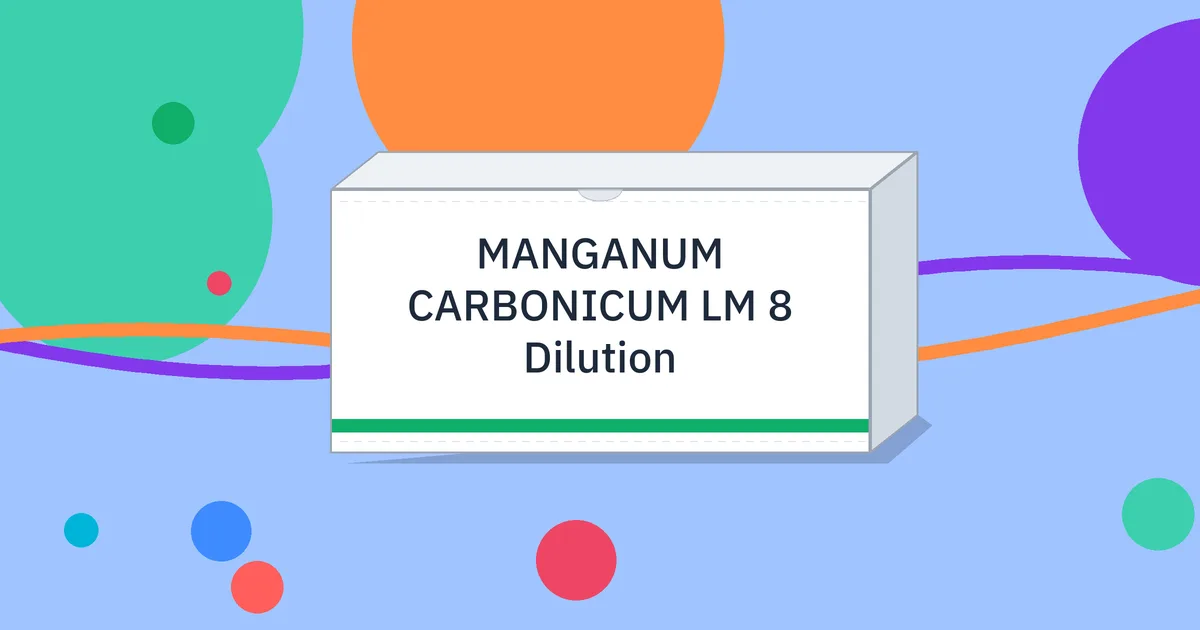 Symbolbild: Packung mit der Aufschrift MANGANUM CARBONICUM LM 8 Dilution (PZN 12942782) – Verfügbarkeit und Bezug in Apotheken in Frankfurt am Main