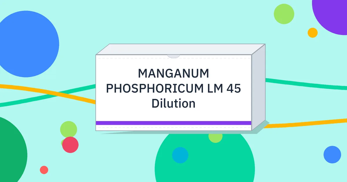 Symbolbild: Packung mit der Aufschrift MANGANUM PHOSPHORICUM LM 45 Dilution (PZN 12945800) – Verfügbarkeit und Bezug in Apotheken in Frankfurt am Main