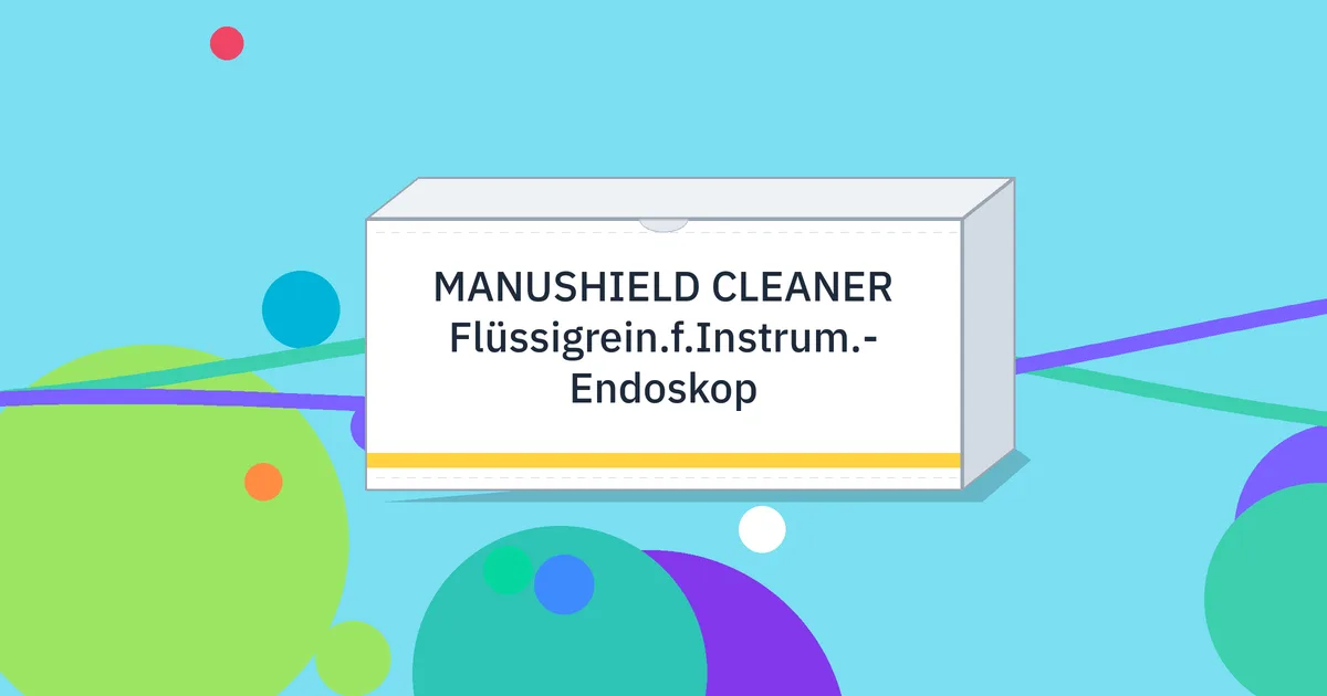 Symbolbild: Packung mit der Aufschrift MANUSHIELD CLEANER Flüssigrein.f.Instrum.-Endoskop (PZN 18413435) – Verfügbarkeit und Bezug in Apotheken in Frankfurt am Main