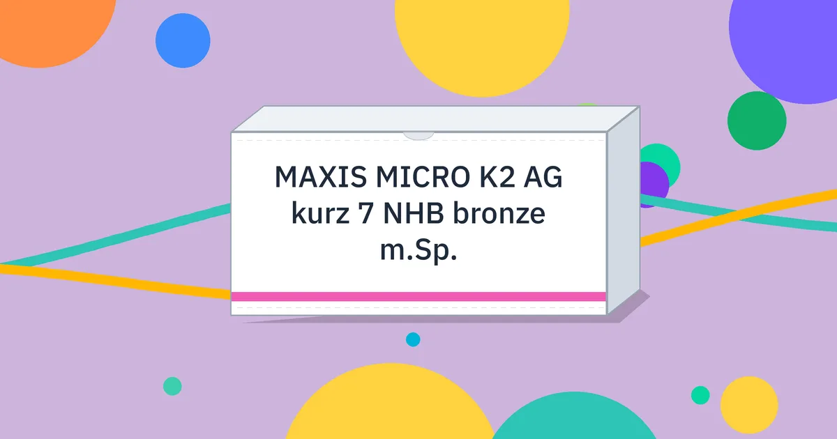Symbolbild: Packung mit der Aufschrift MAXIS MICRO K2 AG kurz 7 NHB bronze m.Sp. (PZN 17673973) – Verfügbarkeit und Bezug in Apotheken in Frankfurt am Main