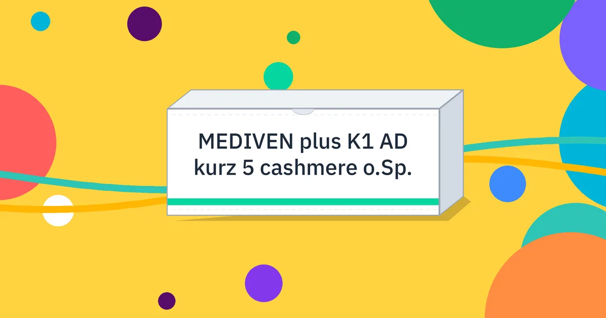 Symbolbild: Packung mit der Aufschrift MEDIVEN plus K1 AD kurz 5 cashmere o.Sp. (PZN 15043920) – Verfügbarkeit und Bezug in Apotheken in Frankfurt am Main
