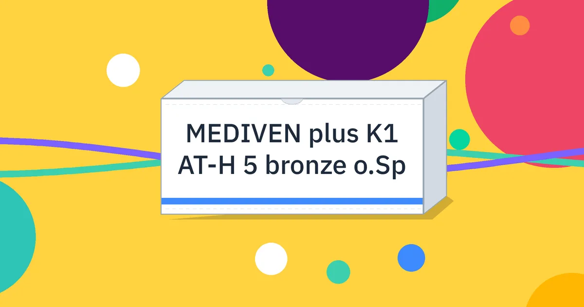 Symbolbild: Packung mit der Aufschrift MEDIVEN plus K1 AT-H 5 bronze o.Sp (PZN 15036038) – Verfügbarkeit und Bezug in Apotheken in Frankfurt am Main