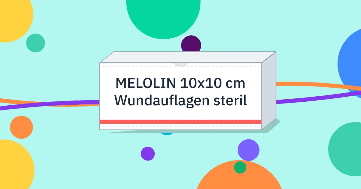 Symbolbild: Packung mit der Aufschrift MELOLIN 10x10 cm Wundauflagen steril (PZN 05991610) – Verfügbarkeit und Bezug in Apotheken in Frankfurt am Main
