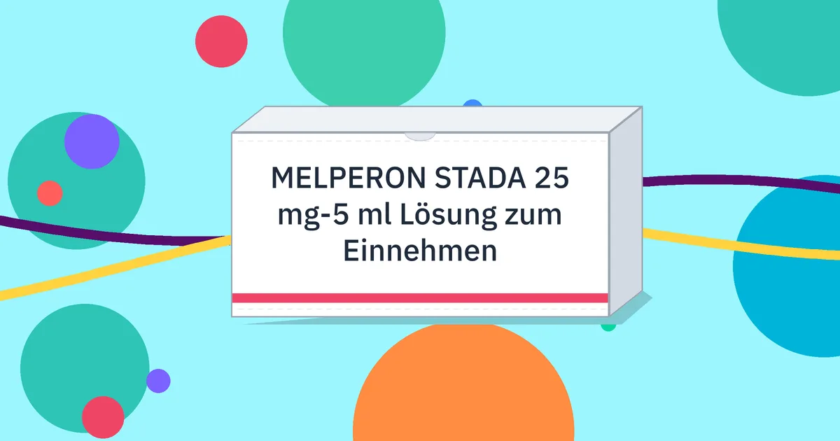 Symbolbild: Packung mit der Aufschrift MELPERON STADA 25 mg-5 ml Lösung zum Einnehmen (PZN 08865372) – Verfügbarkeit und Bezug in Apotheken in Frankfurt am Main