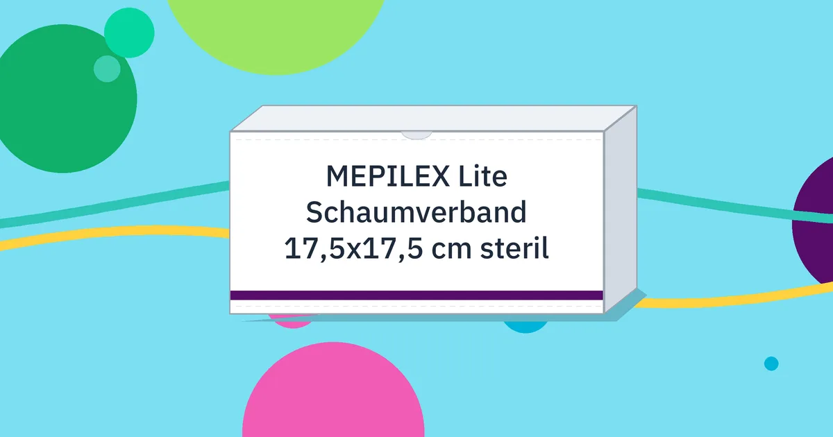 Symbolbild: Packung mit der Aufschrift MEPILEX Lite Schaumverband 17,5x17,5 cm steril (PZN 10987757) – Verfügbarkeit und Bezug in Apotheken in Frankfurt am Main