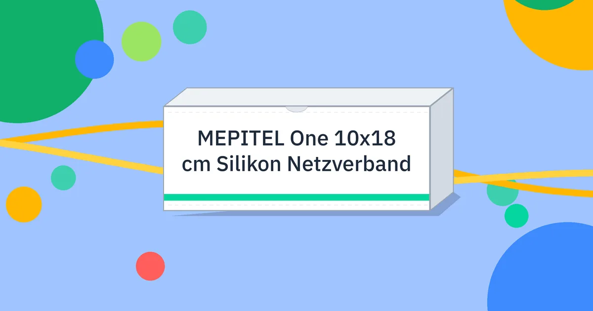 Symbolbild: Packung mit der Aufschrift MEPITEL One 10x18 cm Silikon Netzverband (PZN 09504759) – Verfügbarkeit und Bezug in Apotheken in Frankfurt am Main