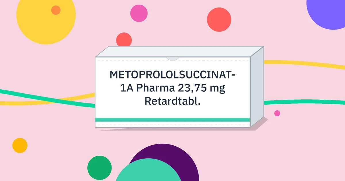 Symbolbild: Packung mit der Aufschrift METOPROLOLSUCCINAT-1A Pharma 23,75 mg Retardtabl. (PZN 17572597) – Verfügbarkeit und Bezug in Apotheken in Frankfurt am Main