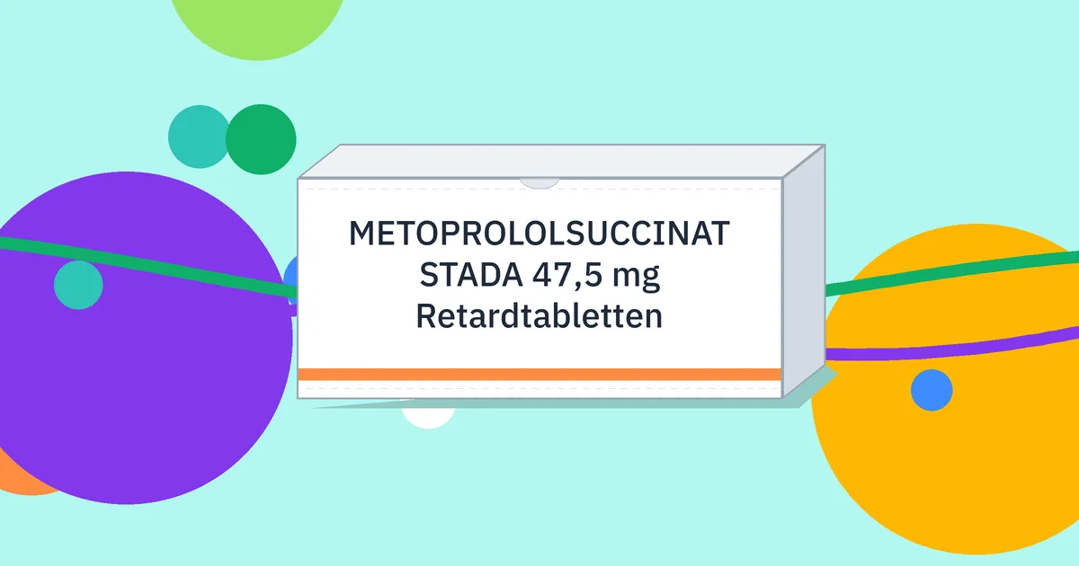 Symbolbild: Packung mit der Aufschrift METOPROLOLSUCCINAT STADA 47,5 mg Retardtabletten (PZN 05126711) – Verfügbarkeit und Bezug in Apotheken in Frankfurt am Main