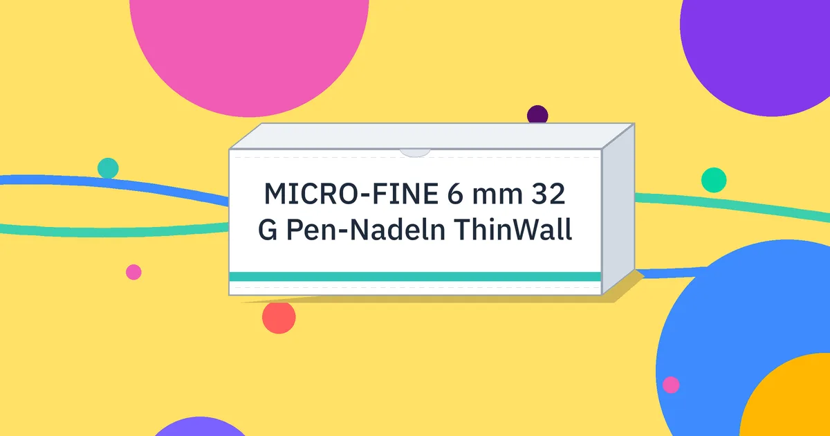 Symbolbild: Packung mit der Aufschrift MICRO-FINE 6 mm 32 G Pen-Nadeln ThinWall (PZN 20828362) – Verfügbarkeit und Bezug in Apotheken in Frankfurt am Main