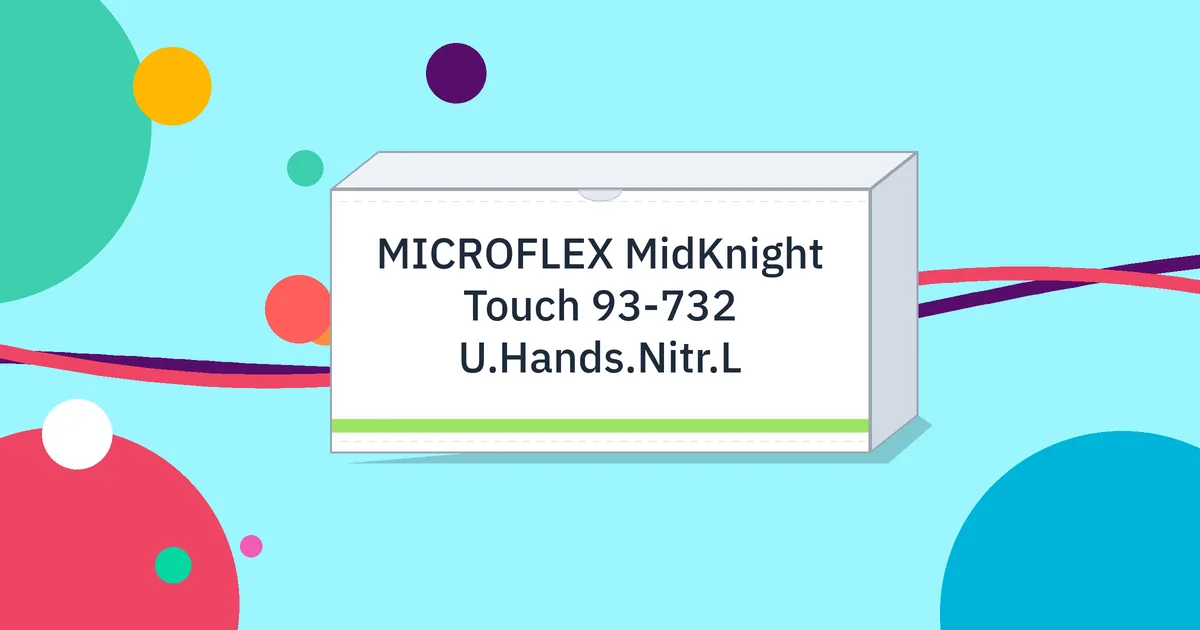 Symbolbild: Packung mit der Aufschrift MICROFLEX MidKnight Touch 93-732 U.Hands.Nitr.L (PZN 18388708) – Verfügbarkeit und Bezug in Apotheken in Frankfurt am Main
