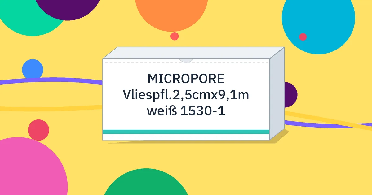 Symbolbild: Packung mit der Aufschrift MICROPORE Vliespfl.2,5cmx9,1m weiß 1530-1 (PZN 09007713) – Verfügbarkeit und Bezug in Apotheken in Frankfurt am Main