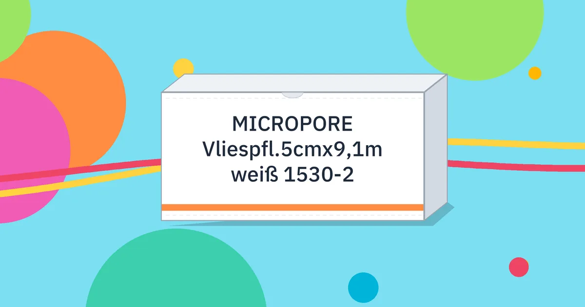 Symbolbild: Packung mit der Aufschrift MICROPORE Vliespfl.5cmx9,1m weiß 1530-2 (PZN 01319755) – Verfügbarkeit und Bezug in Apotheken in Frankfurt am Main