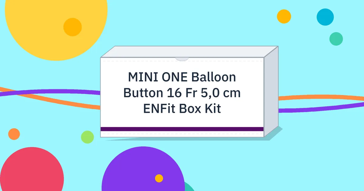 Symbolbild: Packung mit der Aufschrift MINI ONE Balloon Button 16 Fr 5,0 cm ENFit Box Kit (PZN 20134406) – Verfügbarkeit und Bezug in Apotheken in Frankfurt am Main