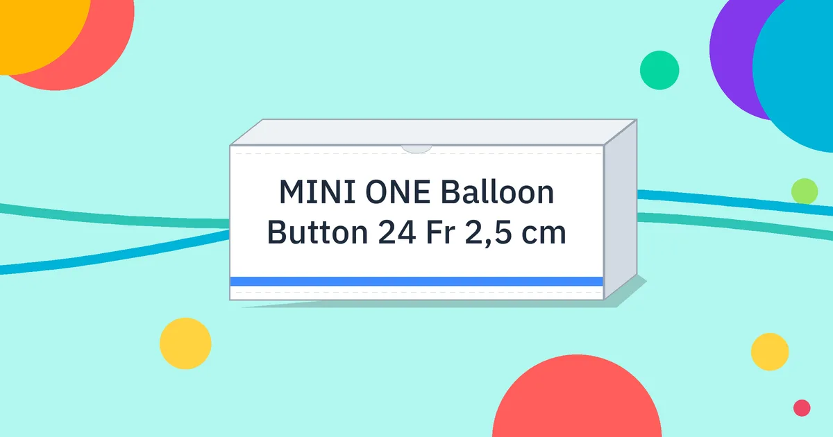 Symbolbild: Packung mit der Aufschrift MINI ONE Balloon Button 24 Fr 2,5 cm (PZN 14342537) – Verfügbarkeit und Bezug in Apotheken in Frankfurt am Main
