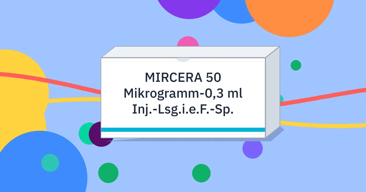 Symbolbild: Packung mit der Aufschrift MIRCERA 50 Mikrogramm-0,3 ml Inj.-Lsg.i.e.F.-Sp. (PZN 05379317) – Verfügbarkeit und Bezug in Apotheken in Frankfurt am Main