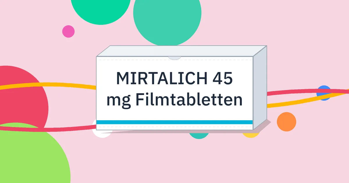 Symbolbild: Packung mit der Aufschrift MIRTALICH 45 mg Filmtabletten (PZN 02817691) – Verfügbarkeit und Bezug in Apotheken in Frankfurt am Main