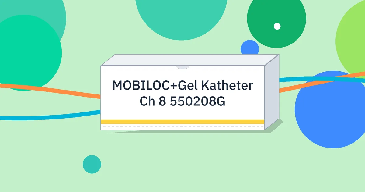 Symbolbild: Packung mit der Aufschrift MOBILOC+Gel Katheter Ch 8 550208G (PZN 00665797) – Verfügbarkeit und Bezug in Apotheken in Frankfurt am Main
