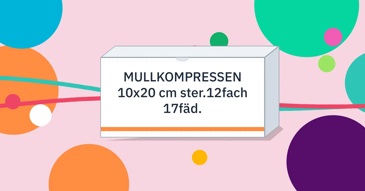 Symbolbild: Packung mit der Aufschrift MULLKOMPRESSEN 10x20 cm ster.12fach 17fäd. (PZN 06930792) – Verfügbarkeit und Bezug in Apotheken in Frankfurt am Main