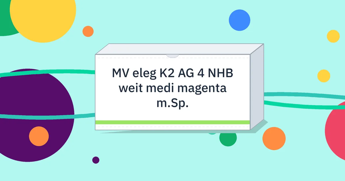 Symbolbild: Packung mit der Aufschrift MV eleg K2 AG 4 NHB weit medi magenta m.Sp. (PZN 15728747) – Verfügbarkeit und Bezug in Apotheken in Frankfurt am Main