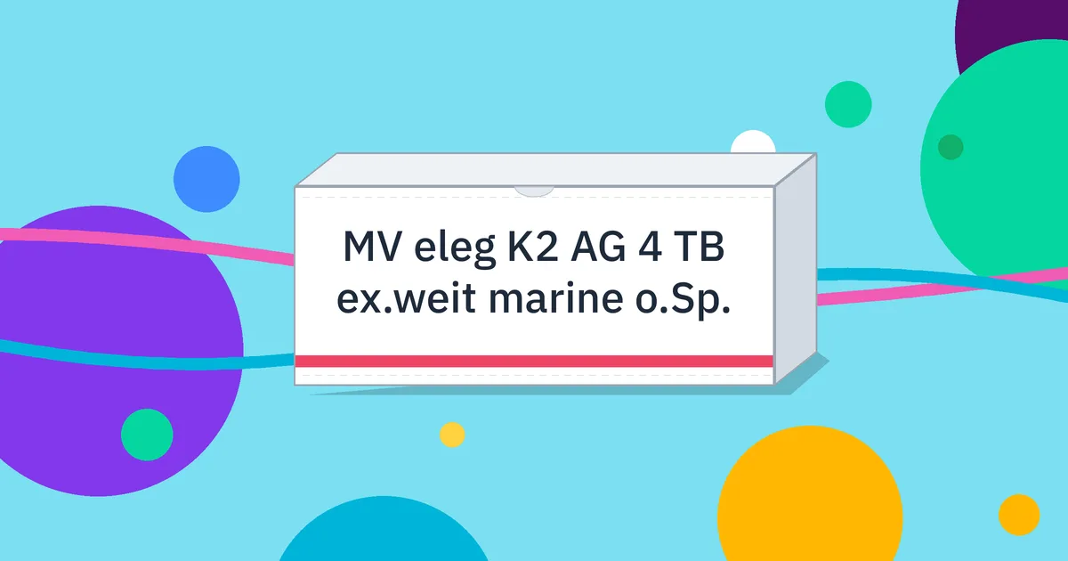Symbolbild: Packung mit der Aufschrift MV eleg K2 AG 4 TB ex.weit marine o.Sp. (PZN 14611925) – Verfügbarkeit und Bezug in Apotheken in Frankfurt am Main