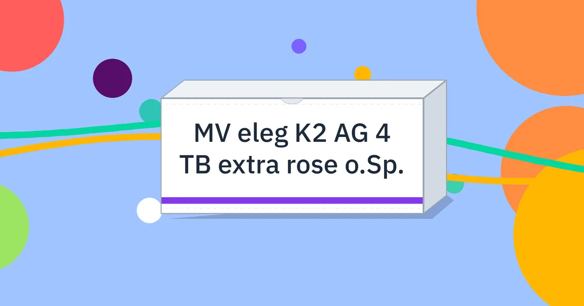 Symbolbild: Packung mit der Aufschrift MV eleg K2 AG 4 TB extra rose o.Sp. (PZN 14699156) – Verfügbarkeit und Bezug in Apotheken in Frankfurt am Main