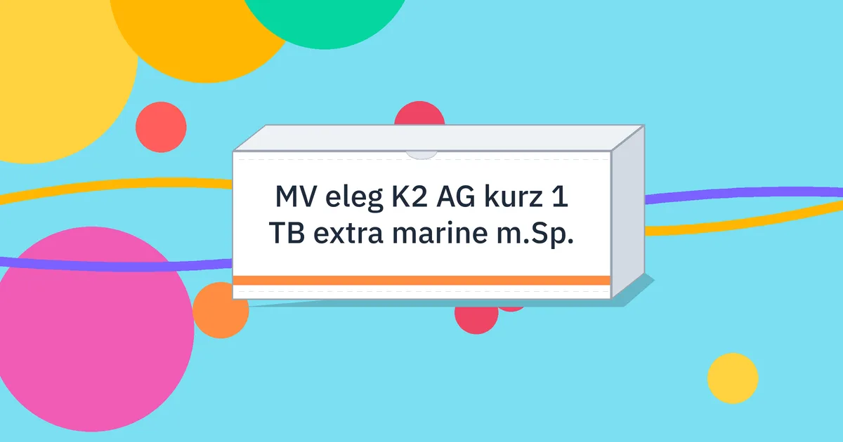 Symbolbild: Packung mit der Aufschrift MV eleg K2 AG kurz 1 TB extra marine m.Sp. (PZN 14605876) – Verfügbarkeit und Bezug in Apotheken in Frankfurt am Main