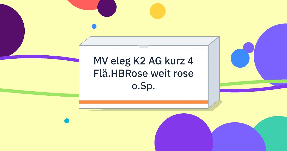 Symbolbild: Packung mit der Aufschrift MV eleg K2 AG kurz 4 Flä.HBRose weit rose o.Sp. (PZN 15705806) – Verfügbarkeit und Bezug in Apotheken in Frankfurt am Main