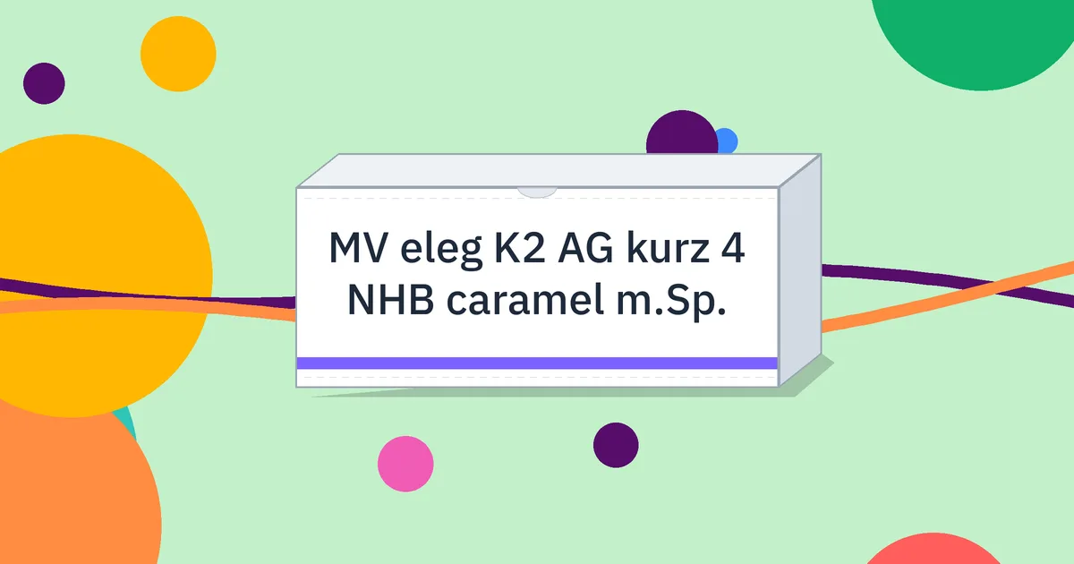 Symbolbild: Packung mit der Aufschrift MV eleg K2 AG kurz 4 NHB caramel m.Sp. (PZN 15716968) – Verfügbarkeit und Bezug in Apotheken in Frankfurt am Main