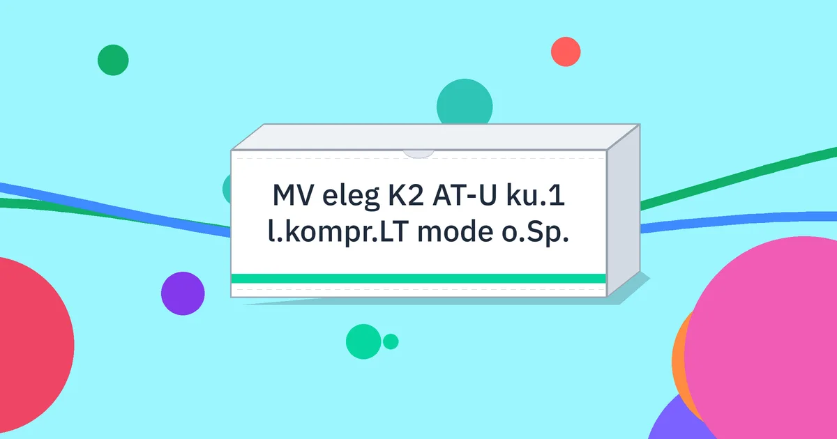 Symbolbild: Packung mit der Aufschrift MV eleg K2 AT-U ku.1 l.kompr.LT mode o.Sp. (PZN 06191277) – Verfügbarkeit und Bezug in Apotheken in Frankfurt am Main