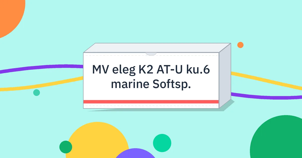 Symbolbild: Packung mit der Aufschrift MV eleg K2 AT-U ku.6 marine Softsp. (PZN 15292161) – Verfügbarkeit und Bezug in Apotheken in Frankfurt am Main