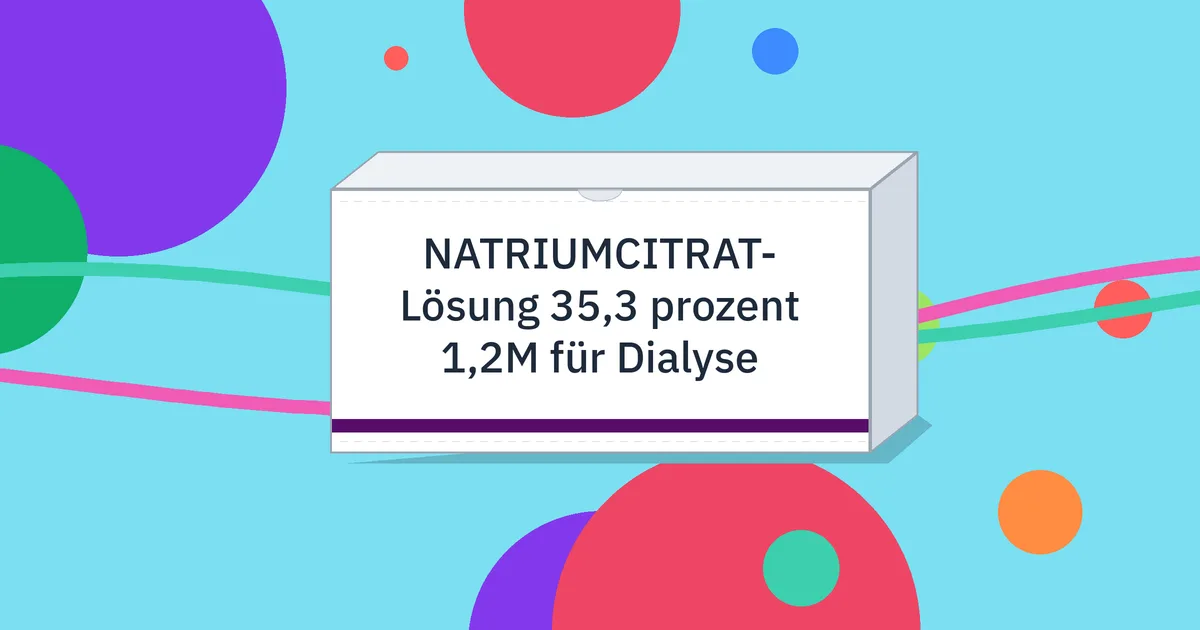 Symbolbild: Packung mit der Aufschrift NATRIUMCITRAT-Lösung 35,3 prozent 1,2M für Dialyse (PZN 15895333) – Verfügbarkeit und Bezug in Apotheken in Frankfurt am Main