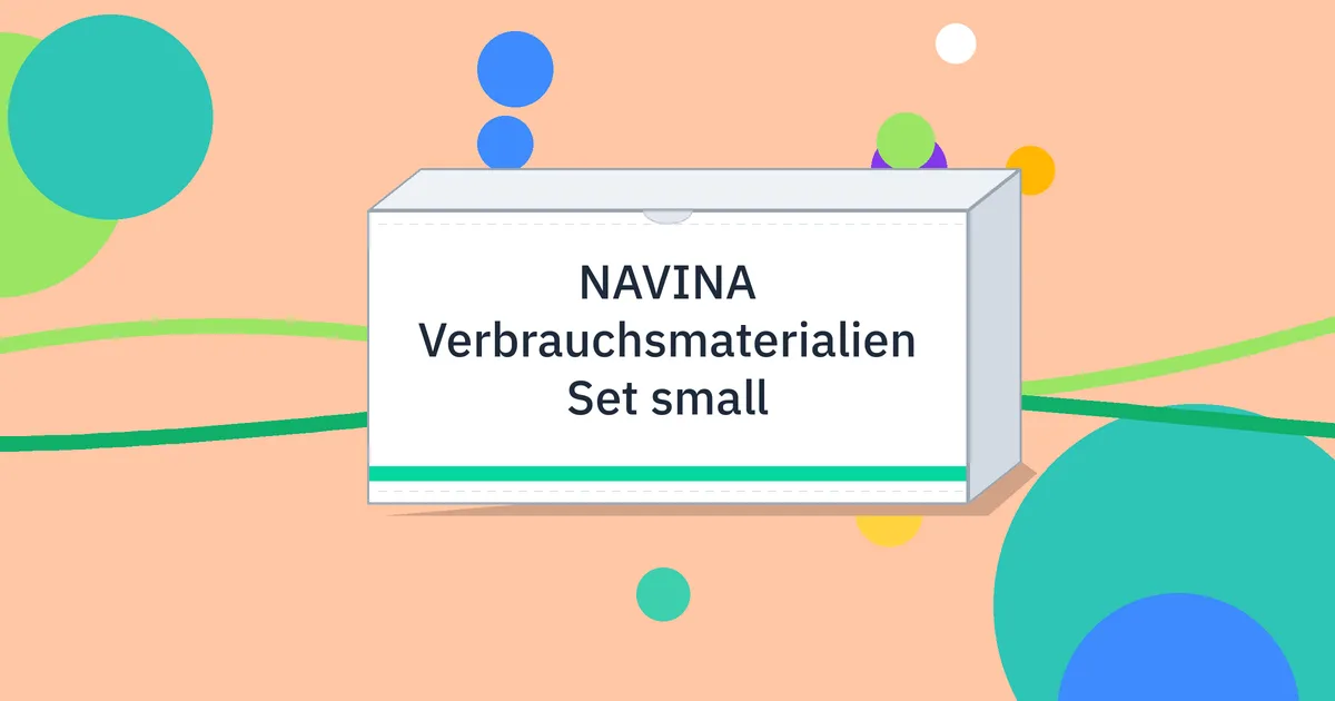 Symbolbild: Packung mit der Aufschrift NAVINA Verbrauchsmaterialien Set small (PZN 14261566) – Verfügbarkeit und Bezug in Apotheken in Frankfurt am Main