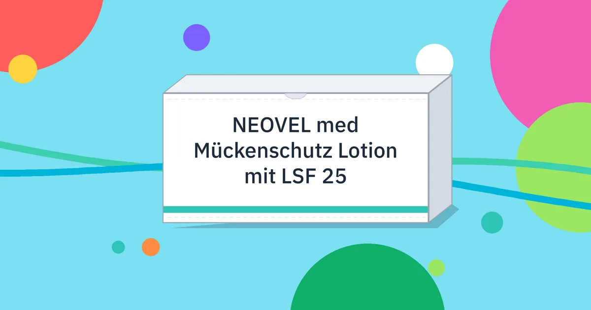 Symbolbild: Packung mit der Aufschrift NEOVEL med Mückenschutz Lotion mit LSF 25 (PZN 15868951) – Verfügbarkeit und Bezug in Apotheken in Frankfurt am Main
