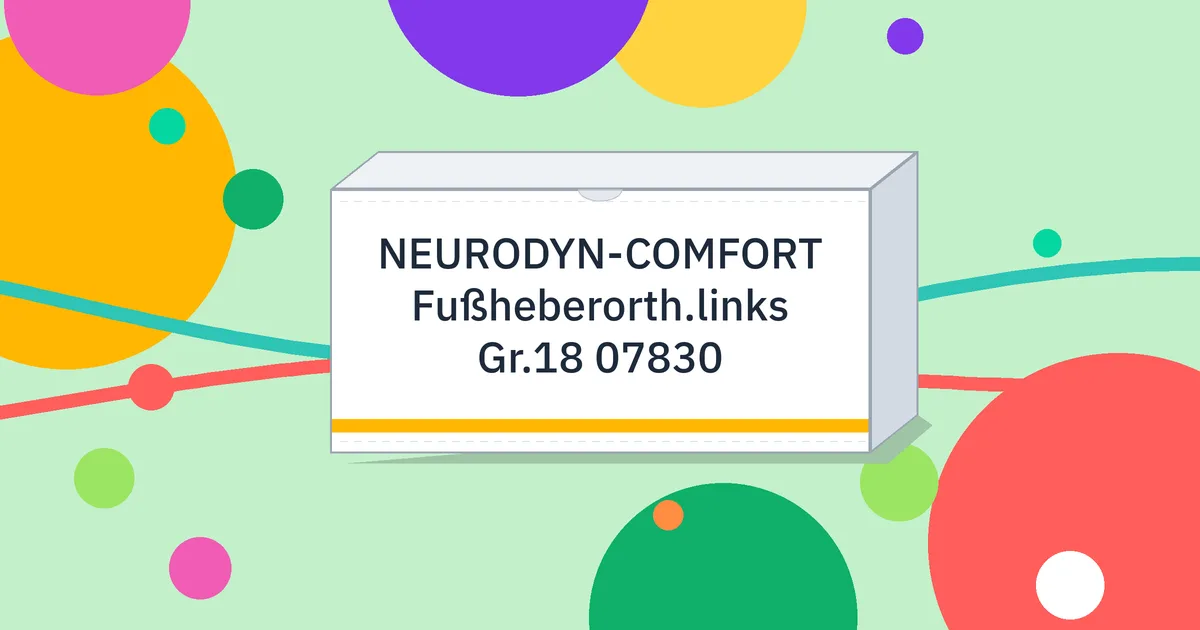 Symbolbild: Packung mit der Aufschrift NEURODYN-COMFORT Fußheberorth.links Gr.18 07830 (PZN 09389979) – Verfügbarkeit und Bezug in Apotheken in Frankfurt am Main