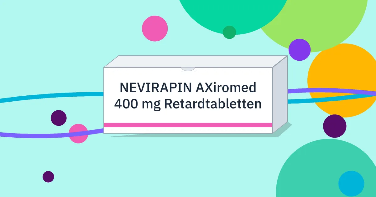 Symbolbild: Packung mit der Aufschrift NEVIRAPIN AXiromed 400 mg Retardtabletten (PZN 15425107) – Verfügbarkeit und Bezug in Apotheken in Frankfurt am Main