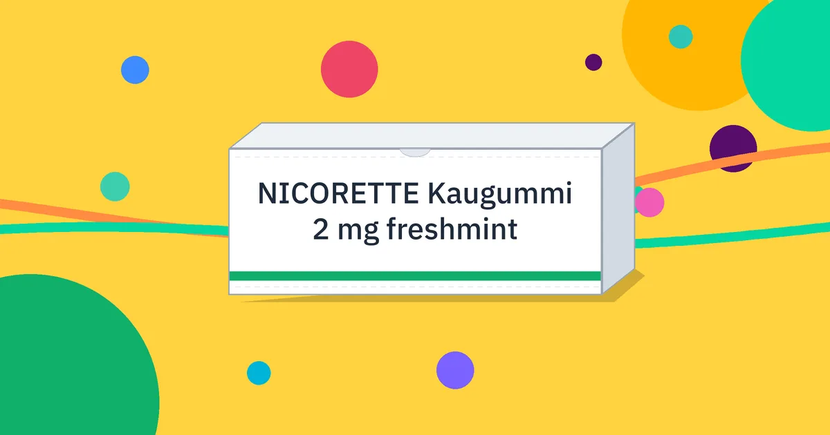 Symbolbild: Packung mit der Aufschrift NICORETTE Kaugummi 2 mg freshmint (PZN 03643419) – Verfügbarkeit und Bezug in Apotheken in Frankfurt am Main