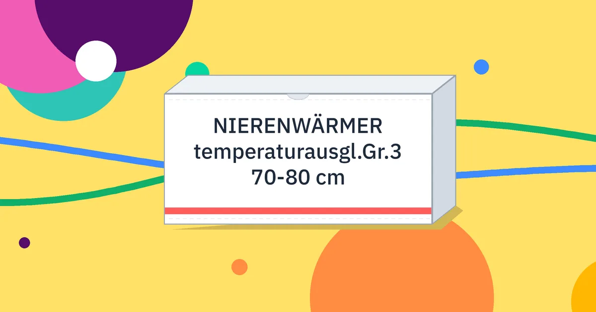 Symbolbild: Packung mit der Aufschrift NIERENWÄRMER temperaturausgl.Gr.3 70-80 cm (PZN 01174251) – Verfügbarkeit und Bezug in Apotheken in Frankfurt am Main