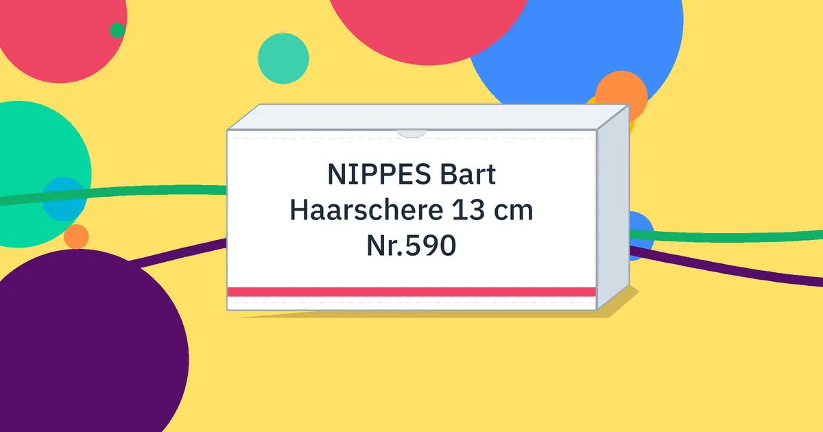 Symbolbild: Packung mit der Aufschrift NIPPES Bart Haarschere 13 cm Nr.590 (PZN 03041100) – Verfügbarkeit und Bezug in Apotheken in Frankfurt am Main