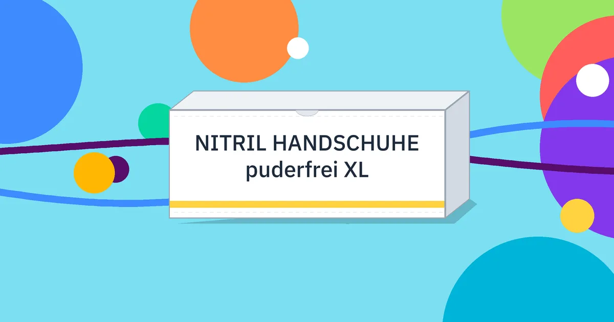 Symbolbild: Packung mit der Aufschrift NITRIL HANDSCHUHE puderfrei XL (PZN 00080909) – Verfügbarkeit und Bezug in Apotheken in Frankfurt am Main