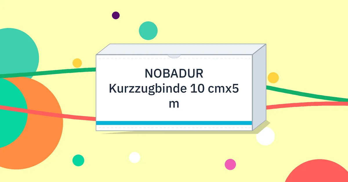 Symbolbild: Packung mit der Aufschrift NOBADUR Kurzzugbinde 10 cmx5 m (PZN 16027952) – Verfügbarkeit und Bezug in Apotheken in Frankfurt am Main