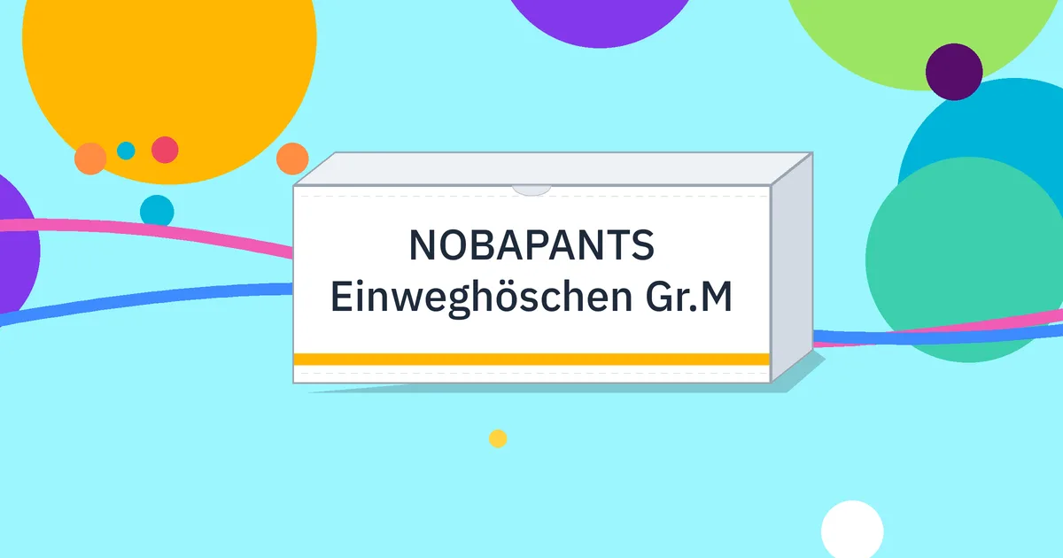 Symbolbild: Packung mit der Aufschrift NOBAPANTS Einweghöschen Gr.M (PZN 02461076) – Verfügbarkeit und Bezug in Apotheken in Frankfurt am Main